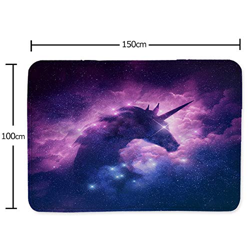 Yunine Area Rugs Print with Unicorn Silhouette in a Starry Galaxy Nebula Cloud Non-Slip Floor Mat Carpet for Living Room Bedroom Dorm Playroom Kids Room Home Decor Rug 5' x 3'