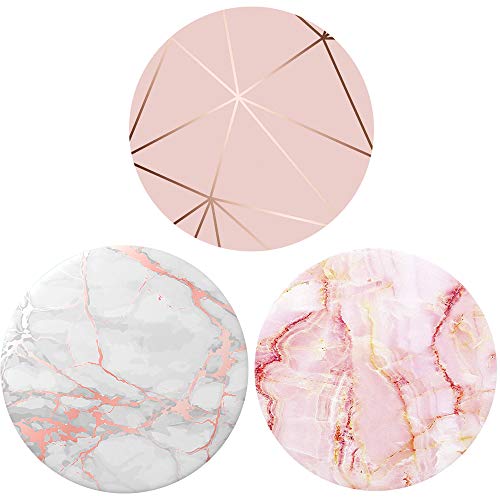 Mount and Stand for Smartphones and Tablets 3 Pack - Marble Rose Gold Geometric White Pink