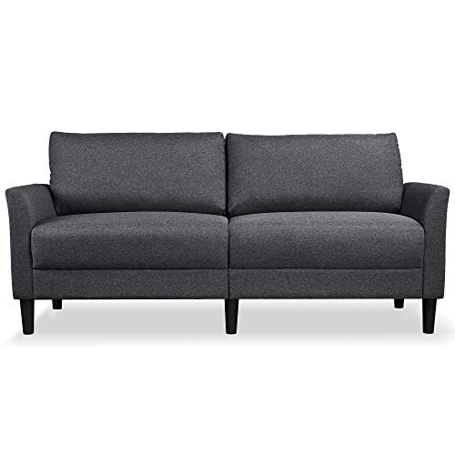 Topeakmart Mid-Century Sofa Couch Loveseat 2 Pillowed Back Cushions Flared Arms Sofa Upholstered Linen Fabric Couch Gray