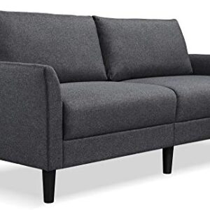 Topeakmart Mid-Century Sofa Couch Loveseat 2 Pillowed Back Cushions Flared Arms Sofa Upholstered Linen Fabric Couch Gray