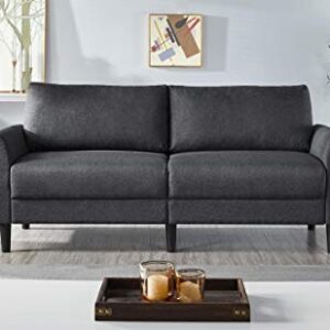 Topeakmart Mid-Century Sofa Couch Loveseat 2 Pillowed Back Cushions Flared Arms Sofa Upholstered Linen Fabric Couch Gray