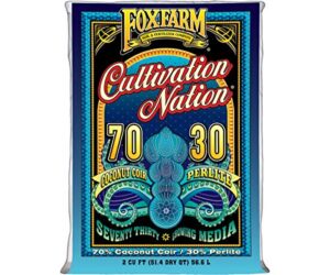 foxfarm fx17090 cultivation nation 70/30, 2 cu ft coconut coir & perlite, blue