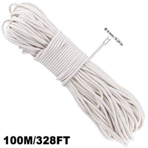 Natural Cotton Rope, ZEONHAK 1/4 Inch x 328 Feet White Clothesline Rope, All Purpose Braided Cord for Clothes Hanger Garden Flower Plant DIY Decoration