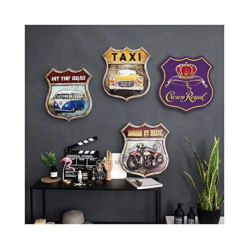 Modern Tin Sign Crown Whiskey Purple Sign -Shield Metal Sign -Home Beer Bar Cafe Game Room Garage Wall Sign -11.8x11.8 inches Weatherability Gift