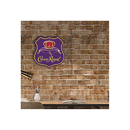 Modern Tin Sign Crown Whiskey Purple Sign -Shield Metal Sign -Home Beer Bar Cafe Game Room Garage Wall Sign -11.8x11.8 inches Weatherability Gift