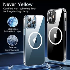 CASEKOO Magnetic Crystal Clear for iPhone 12 & 12 Pro Case [No.1 Strong Magnets][Never Yellow][MIL-Grade Drop Tested] Compatible with MagSafe Protective Slim Cover 6.1''2020-Clear