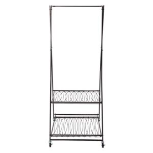 artesa verona rolling laundry garment rack with shelves, black