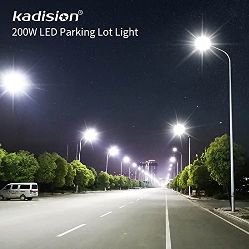 kadision 240W LED Parking Lot Light with Dusk to Dawn Photocell, Dimmable Shoebox Lights with Arm Mount, 130LM/W 5000K Daylight 100-277V, 150W/200W/240W Power Tunable