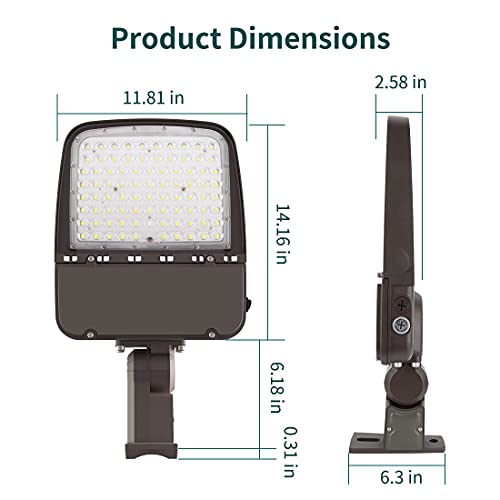 kadision 240W LED Parking Lot Light with Dusk to Dawn Photocell, Dimmable Shoebox Lights with Arm Mount, 130LM/W 5000K Daylight 100-277V, 150W/200W/240W Power Tunable