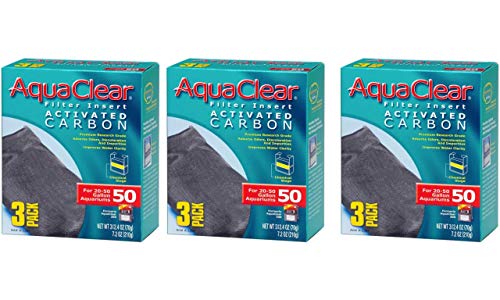 AquaClear 50 Activated Carbon Inserts, Aquarium Filter Replacement Media, 3-Pack, A1384-3 Pack of 3