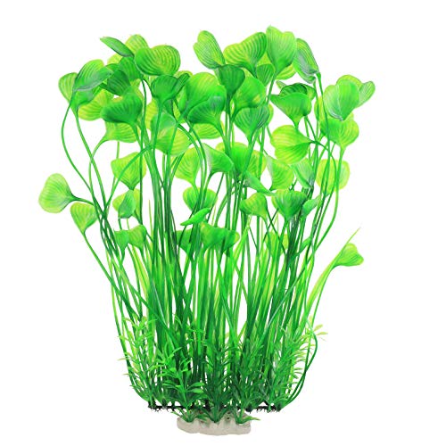 JIH Aquarium Plastic Plants Tall 16 inch, Large Artificial Plants Decoration Ornament for Fish Tank (Green)