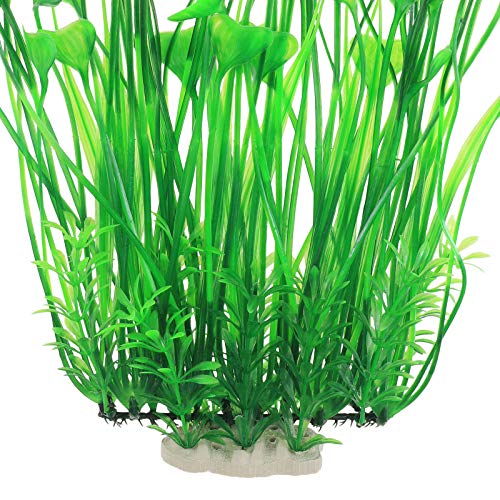 JIH Aquarium Plastic Plants Tall 16 inch, Large Artificial Plants Decoration Ornament for Fish Tank (Green)