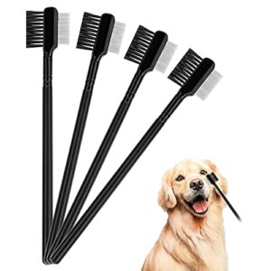 luter 4 pcs tear stain remover comb dog flea comb double-sided multifunctional dog eye comb brush pets grooming comb for dogs cats removing crust and mucus