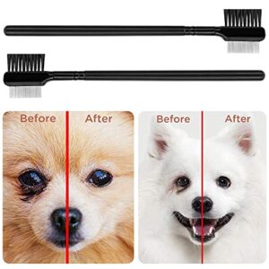 LUTER 4 Pcs Tear Stain Remover Comb Dog Flea Comb Double-Sided Multifunctional Dog Eye Comb Brush Pets Grooming Comb for Dogs Cats Removing Crust and Mucus