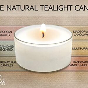 Hyoola Pure Tealight Candles - 100% Natural Candles Non Toxic - 4 Hour Vegan Tea Lights Candles in Clear Cup - 60 Pack