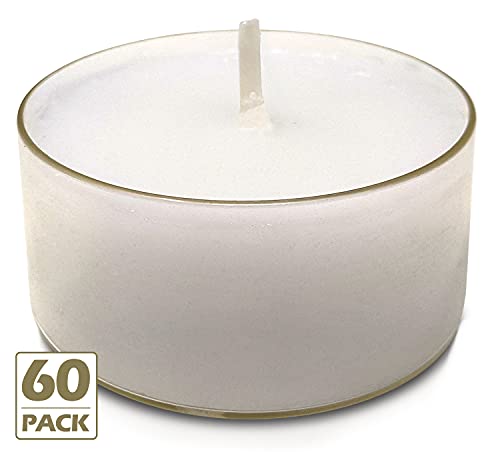 Hyoola Pure Tealight Candles - 100% Natural Candles Non Toxic - 4 Hour Vegan Tea Lights Candles in Clear Cup - 60 Pack