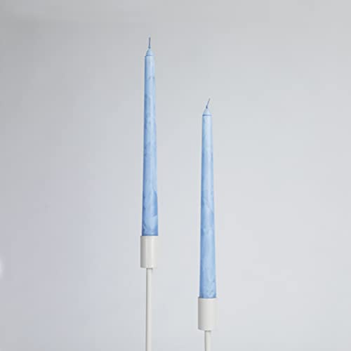 CANDWAX 10 inch Unscented Candles Set of 4 - Dripless Taper Candles Colored As Frost - Long Tapered Candles Ideal As Dinner Candles, Candle Décor and Wedding Candle - Light Blue Candlesticks