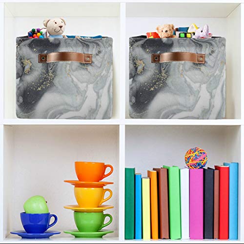 Storage Basket Cube Abstract Marble Texture Large Collapsible Toys Storage Box Bin Laundry Organizer for Closet Shelf Nursery Kids Bedroom,15x11x9.5 in,1 Pack