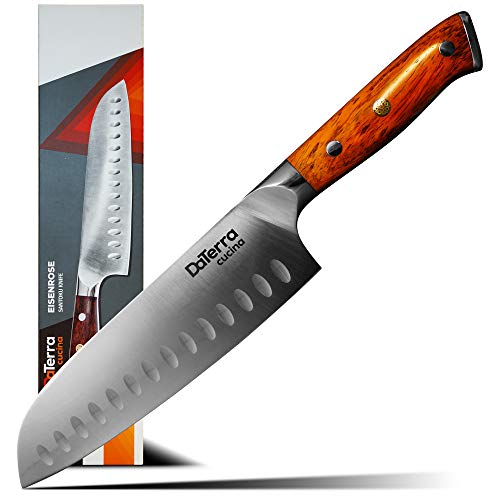 DaTerra Cucina Santoku Knife - 7 Inch | Eisenrose - Sharp German Steel - Professional Kitchen Knives