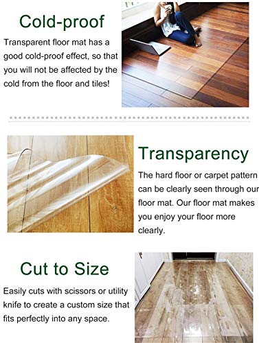 LIQI Clear Vinyl Plastic Floor Runner/Protector, Transparent Carpet Runner Protector Mat for Wooden Floors/Living Room/Hallway, Area Rugs Floor Mat (Size : 0.8x4m/2.6x13.1ft)