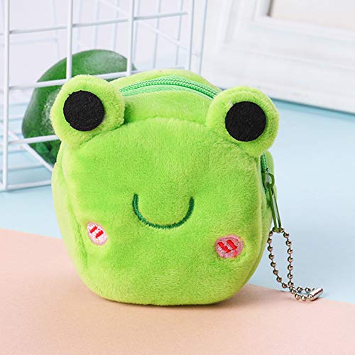 OCUhome Frog Earbud Case, Frog Purse, Mini Earphone Case, Cute Plush Panda Animal Small Coin Purse Zipper Money Wallet Kids Birthday Gift for Headphone, Ear Buds and Little Stuff