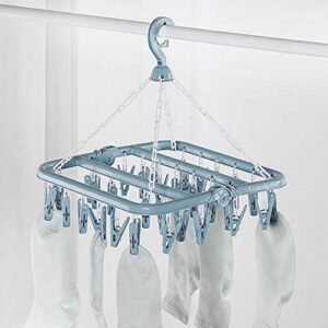 Groupcow Clip and Drip Hanger Clothes Hanger Drying Rack 32 Clips (Light Blue)