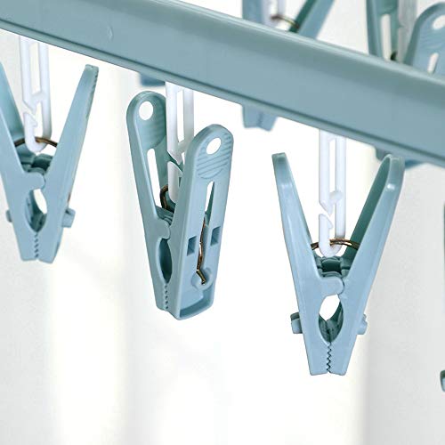 Groupcow Clip and Drip Hanger Clothes Hanger Drying Rack 32 Clips (Light Blue)