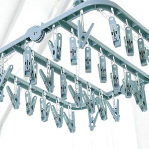 Groupcow Clip and Drip Hanger Clothes Hanger Drying Rack 32 Clips (Light Blue)