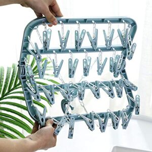 Groupcow Clip and Drip Hanger Clothes Hanger Drying Rack 32 Clips (Light Blue)