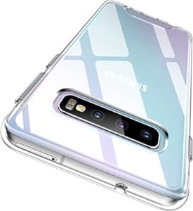 rayboen case for samsung galaxy s10 plus (not for s10), crystal clear non-slip anti-yellowing shockproof protective phone case, hard pc back & soft tpu frame slim cover for galaxy s10+ plus