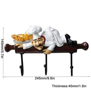 realideas Cute Bakery Decorative Chef with Bread Figurine Wall Hooks Rack Hook Hanger for Home Kitchen Restaurant Oven Gloves/Hat/Cap/Coat/Apron