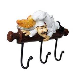 realideas Cute Bakery Decorative Chef with Bread Figurine Wall Hooks Rack Hook Hanger for Home Kitchen Restaurant Oven Gloves/Hat/Cap/Coat/Apron