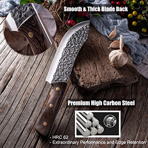 univinlions Butcher Knife for Meat Cutting Hand Forged 7" Sharp Full Tang Kitchen Meat Cleaver Cooking Knives for Home Outdoor Camping BBQ Father's Mother's Day Christmas Thanksgiving Gift Idea Men