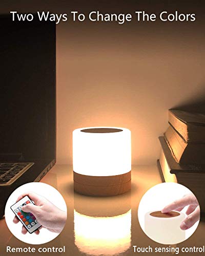 DENWAY LED Bedside lamp dimmable Atmosphere Table lamp with Warm White Light, 13 Colors and Color Changes, Touch-Sensitive Night Light for Bedroom, Living Room and Office (White)