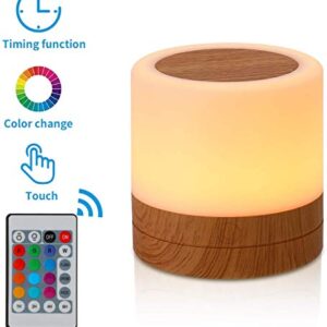 DENWAY LED Bedside lamp dimmable Atmosphere Table lamp with Warm White Light, 13 Colors and Color Changes, Touch-Sensitive Night Light for Bedroom, Living Room and Office (White)