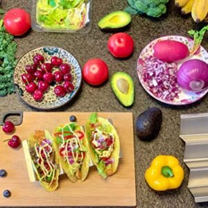 Taco Holder - Taco Stand Stainless Steel Set of 4, Dishwasher, Oven and Grill Safe, Easy to Clean and Folded Up for Compact Storage, Nacho Trays for Taco Tuesday Dinner Party