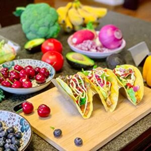 Taco Holder - Taco Stand Stainless Steel Set of 4, Dishwasher, Oven and Grill Safe, Easy to Clean and Folded Up for Compact Storage, Nacho Trays for Taco Tuesday Dinner Party