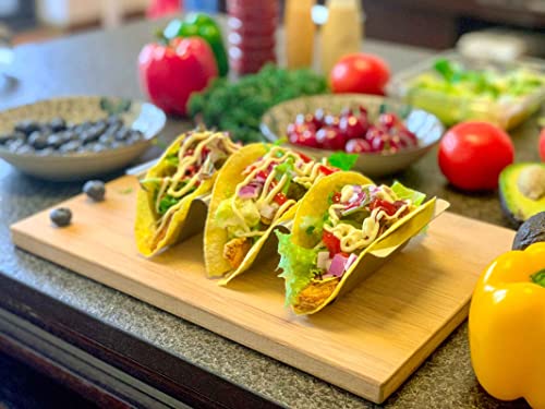 Taco Holder - Taco Stand Stainless Steel Set of 4, Dishwasher, Oven and Grill Safe, Easy to Clean and Folded Up for Compact Storage, Nacho Trays for Taco Tuesday Dinner Party