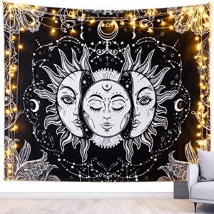 urbanstrive not fade machine washable mandala tapestry wall hanging trippy hippie bohemian psychedelic wall tapestry for bedroom living room, blue white, small (28.7x37.4 inches)(73x95 cm)