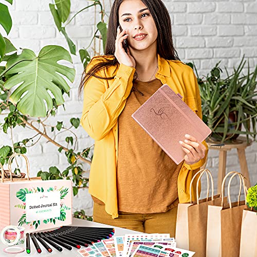 Ultimate All-in-One Journaling Kit - Incl. Dotted Journal, Stencils, Stickers, Pens, Washi Tapes, Small Envelopes and More Bullet Checklist Supplies