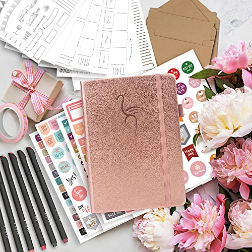 Ultimate All-in-One Journaling Kit - Incl. Dotted Journal, Stencils, Stickers, Pens, Washi Tapes, Small Envelopes and More Bullet Checklist Supplies