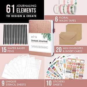 Ultimate All-in-One Journaling Kit - Incl. Dotted Journal, Stencils, Stickers, Pens, Washi Tapes, Small Envelopes and More Bullet Checklist Supplies