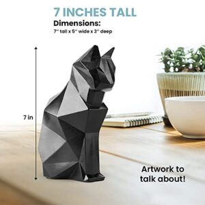 Wick Works Loki Cat Skeleton Candle | Reveal Polished Steel Frame | 7” H | Longest Burn Time! | Beautiful Gift Box | Home or Office Decor| Unique Gifts for Cat, Animal, Art Lovers (Black, Cedar)