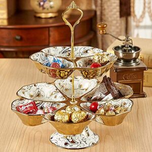 2 Sets of 3 Tier Cake Plate Stand Handle, Metal Fruit Cake Cupcake Plate Stand Handle Fitting Hardware (Sun Flower,Crown Fittings, Golden+Siver)