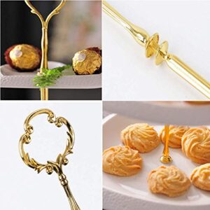 2 Sets of 3 Tier Cake Plate Stand Handle, Metal Fruit Cake Cupcake Plate Stand Handle Fitting Hardware (Sun Flower,Crown Fittings, Golden+Siver)