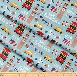 fabric by the yard [ 58" inches x 1 yard ] decorative fabric for sewing quilting apparel crafts home decor accents (san francisco bay area pattern)