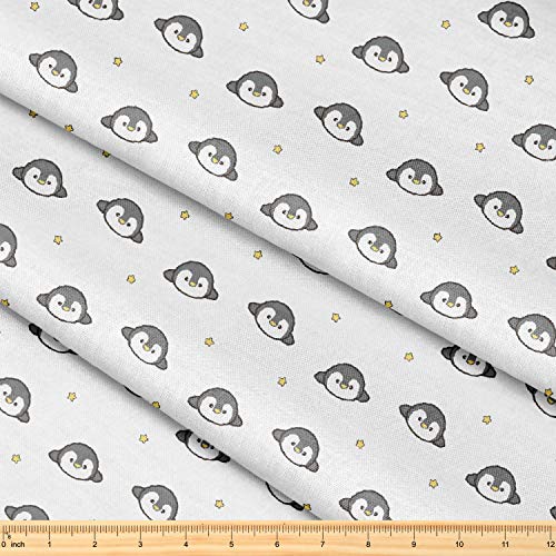 KoolSwitch Fabric by The Yard [ 58inch inches x 1 Yard ] Decorative Fabric for Sewing Quilting Apparel Crafts Home Decor Accents (Cartoon Penguin Head Pattern)