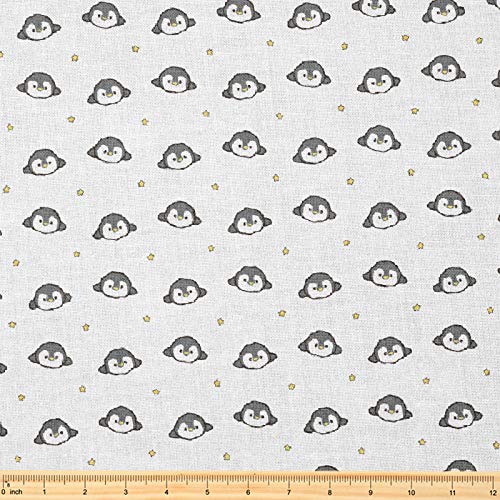 KoolSwitch Fabric by The Yard [ 58inch inches x 1 Yard ] Decorative Fabric for Sewing Quilting Apparel Crafts Home Decor Accents (Cartoon Penguin Head Pattern)