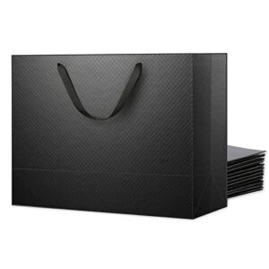 malicplus 12 extra large gift bags 16x6x12 inches, luxury matte black large gift bags with handles for all occasions (lattice texture finish)