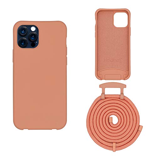 HoldingIT Crossbody Phone Case with Detachable Lanyard Compatible with iPhone X/XS, XS Max, XR, 2-in-1 Hands Free iPhone Cover with Drop Protection, Adjustable Rope Peach